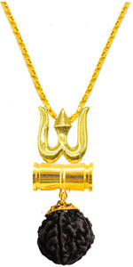 Men Style Lord Shiva Trishula Damaru Locket With With Chain Gold-plated ...