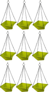 Anand vatika Twister hanging Pot Yellow Set of 9 Plant Container Set ...