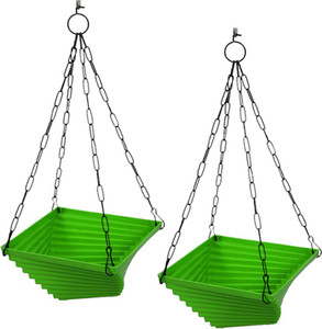 Anand vatika Twister hanging Pot Green Set of 2 Plant Container Set ...