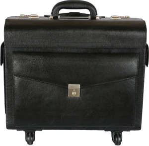 OBANI Genuine Leather Pilot Trolley bag Small Travel Bag - Medium ...