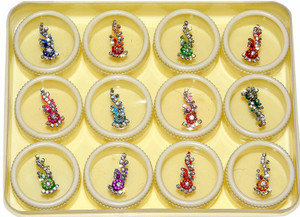 BEAUTY GOLD Stone Tilak Style Bindi Box Forehead Multicolor Bindis ...