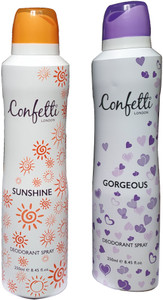 Confetti LONDON SUNSHINE, GORGEOUS (PACK OF 2) Deodorant Spray - For ...