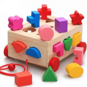 baybee Wooden Push and Pull Shape Sorter Puzzle Cube Classic Wooden ...