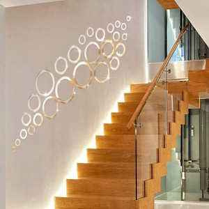 wall1ders 15 cm 30 Different Six Size Circle Golden 3D Acrylic Stickers ...