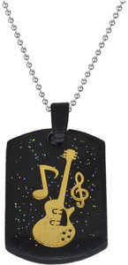 Men Style Cool Black Guitar Pendant Musical Note Locket With Chain ...