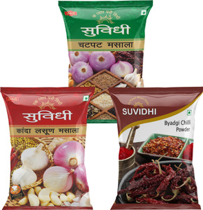 Suvidhi Lasun Masala , Chatpat Masala & Byadgi Chilli Powder 200gm Each ...