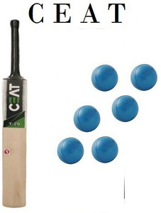 CEAT SRS NEW HITMAN TANNIS CRICKET BAT COMBO (BAT+6 JUMPER BALL ...