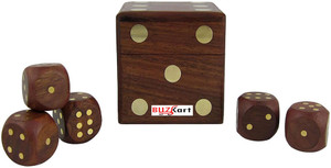 BuzyKart Handmade Indian Game Dice Box With 5 Dice Set - Wooden Toy ...