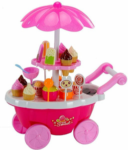 Authfort Ice Cream set toy, Kitchen Play Cart Kitchen Set Toy with ...