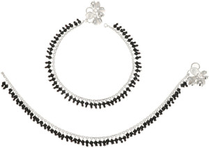 Beadworks Fancy Beaded Black Payal Anklet Pajeb Painjan Leg Chain for ...