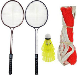Monika Sports Double Shaft Badminton Racquet adminton net Shuttles ...