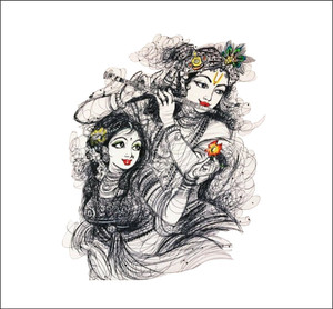 Impression Wall 56 cm Radha Krishna Wall Sticker ( Cover Area :- 56 X ...