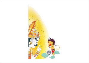 Day Decals 56 cm Suraj Dev and Bal Hanuman Wall Sticker ( Cover Area ...