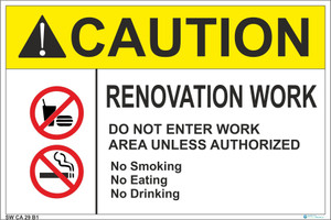 Safety World Renovation Work- Caution Sing Board- 12" X 8" Emergency ...
