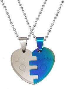 Men Style Couple Heart I am Love Male And Female Broken Heart Locket ...