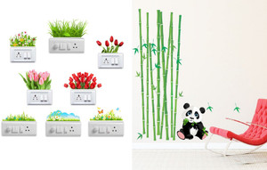 Walltech 36 cm Panda with bamboo sticks With Free Flowers Switch Board ...