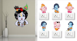 Walltech 10 cm bal krishna With Free Ganesh and Friends Switch Board ...
