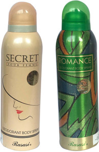 RASASI ROMANCE, SECRET (PACK OF 2) Body Spray - For Men & Women - Price ...