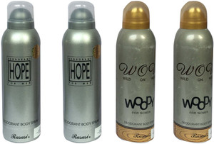 RASASI 2 HOPE, 2 WOODY (PACK OF 4) Body Spray - For Men & Women - Price ...