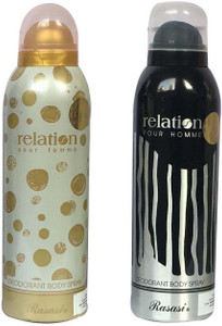 RASASI RELATION 1 HOMME 1 FEMME (PACK OF 2) Body Spray - For Men ...