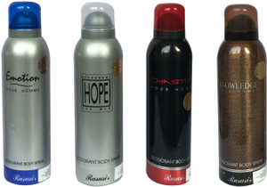 RASASI EMOTION, HOPE, CHASTITY, KNOWLEDGE (PACK OF 4) Body Spray - For ...