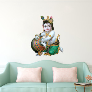 Decor Villa 58 cm Bal Krishna Wall Sticker Reusable Sticker Price in ...