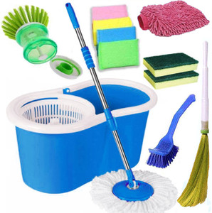 V-MOP Combo Classic Magic Spin Bucket Mop- 360 Degree Self Spin Clean ...