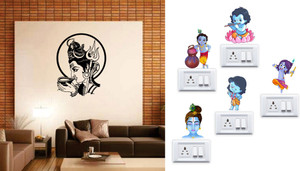 Walltech 12 cm shivam Krishna Switch Board Sticker Self Adhesive ...
