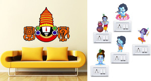 Walltech 12 cm Tirupati Balaji With Krishna Switch Board Sticker Self ...