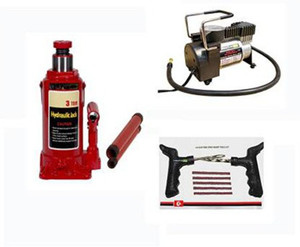 indmart 3 Ton Hydraulic Car Jack + Metal Air Compressor + Tyre Punture ...