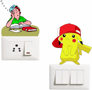 SUDARSHAN DESIGNS 10 cm Switch Board Sticker - Decorative Lazy Man and ...