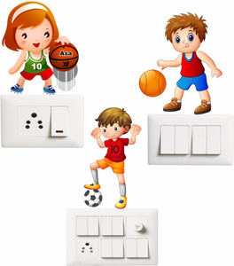 Decoration Stickers 10 cm Kids Playing Basketball Self Adhesive Sticker ...