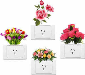 Sticker Hub 10 cm Colourful Flower Switch Board Wall Sticker Self ...