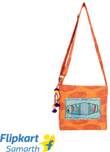 Indha Craft Multicolor Sling Bag Orange Colour Ethnic Hand Block Print ...