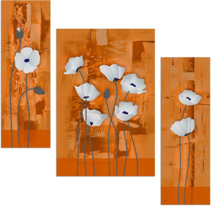 White Floral 3 Piece MDF Painting Paper Print - Floral & Botanical ...