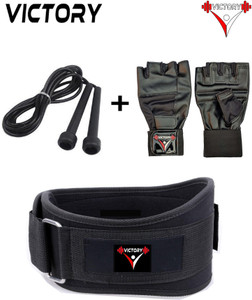 VICTORY Combo Ultra Gym Belt ( L ) Size & Premium Gym Glove & Skipping ...