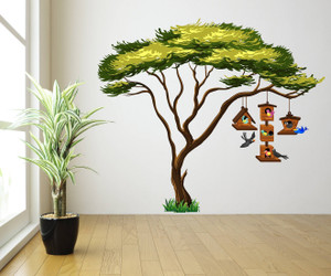 Wallzone 100 cm Tree With Birds Cages Removable Sticker Price in India ...