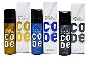 Wild Stone Code Gold, Platinum, Titanium Men's Body Perfume 120ml (Pack ...