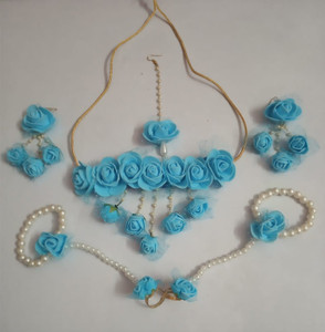 paribhasha Fabric Blue, White Jewellery Set Price in India - Buy ...