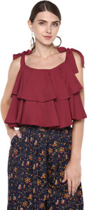 D'amor Casual No Sleeve Solid Women Maroon Top - Buy D'amor Casual No ...