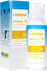 LANBENA Sunscreen - SPF 50 PA+++ Whitening Sunscreen Spray - Broad ...