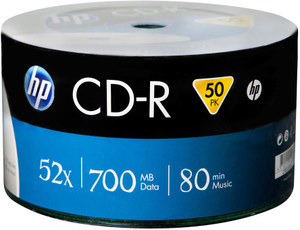 HP CD Recordable CRA00070 Pack of 50 Disc Shrink Wrap Speed 52x 700 MB ...