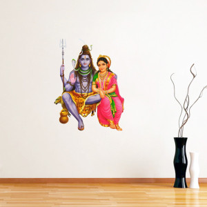Decor Villa 58 cm Shiv parvati Wall Sticker Reusable Sticker Price in ...