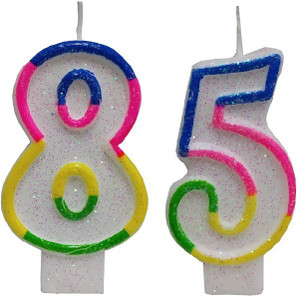 Stylewell Two Digit ( Number 85 ) Rainbow Border Glitter Candle for ...