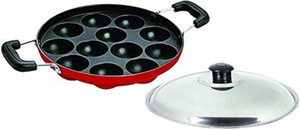 GTE Non-Stick 12 Cavity Appa Patra Side Handle with lid, Color May Vary ...