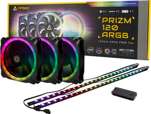 Antec Prizm 120 ARGB 120mm RGB Case Fan Radiator - 3 Pack and 2 RGB ...