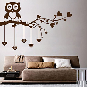 MADHUBAN DECOR 41 cm Owl Love Wall StickerPVC Vinyl Art Decals(21X14 ...