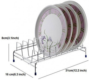 Randal Plate Kitchen Rack Steel 8 Plates & Thali & Dish Stand Stainless ...