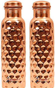 copper plus Hammered Copper Water Bottle, 1000ml- Pack of 2 2000 ml ...