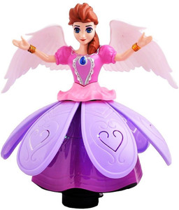 Toyvala Musical Angel Princess Toy Doll 360° Rotation Feature & 3D LED ...